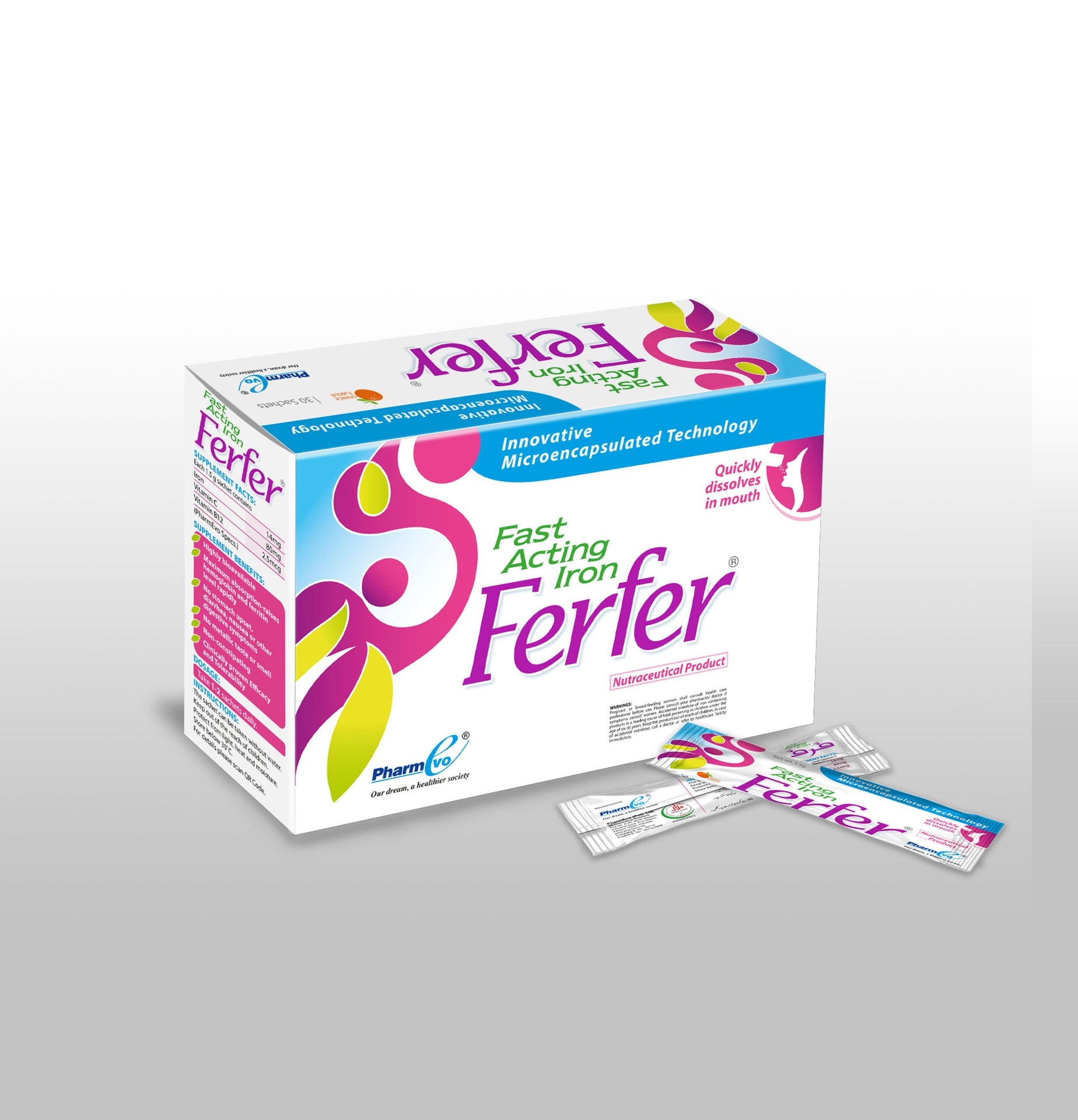 Ferfer Iron with Vitamin C & B12 Sachets | Daily Energy Support | Buy ...